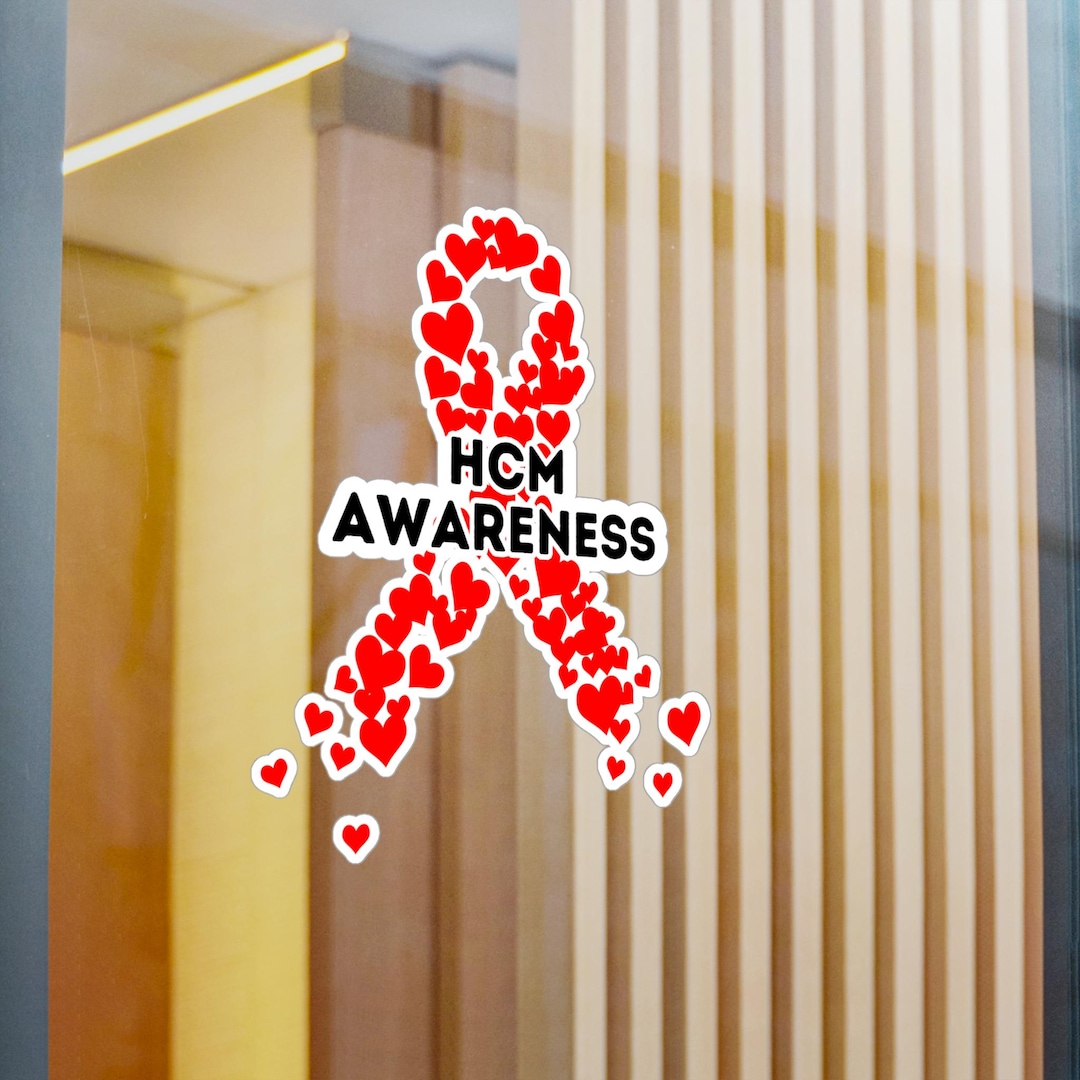 HCM Awareness Ribbon Vinyl Decal, Red Heart Ribbon, HCM Warrior ...