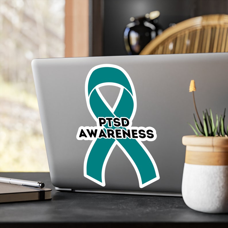 PTSD Awareness Ribbon Vinyl Decal, Teal Ribbon Car Decal, Post ...