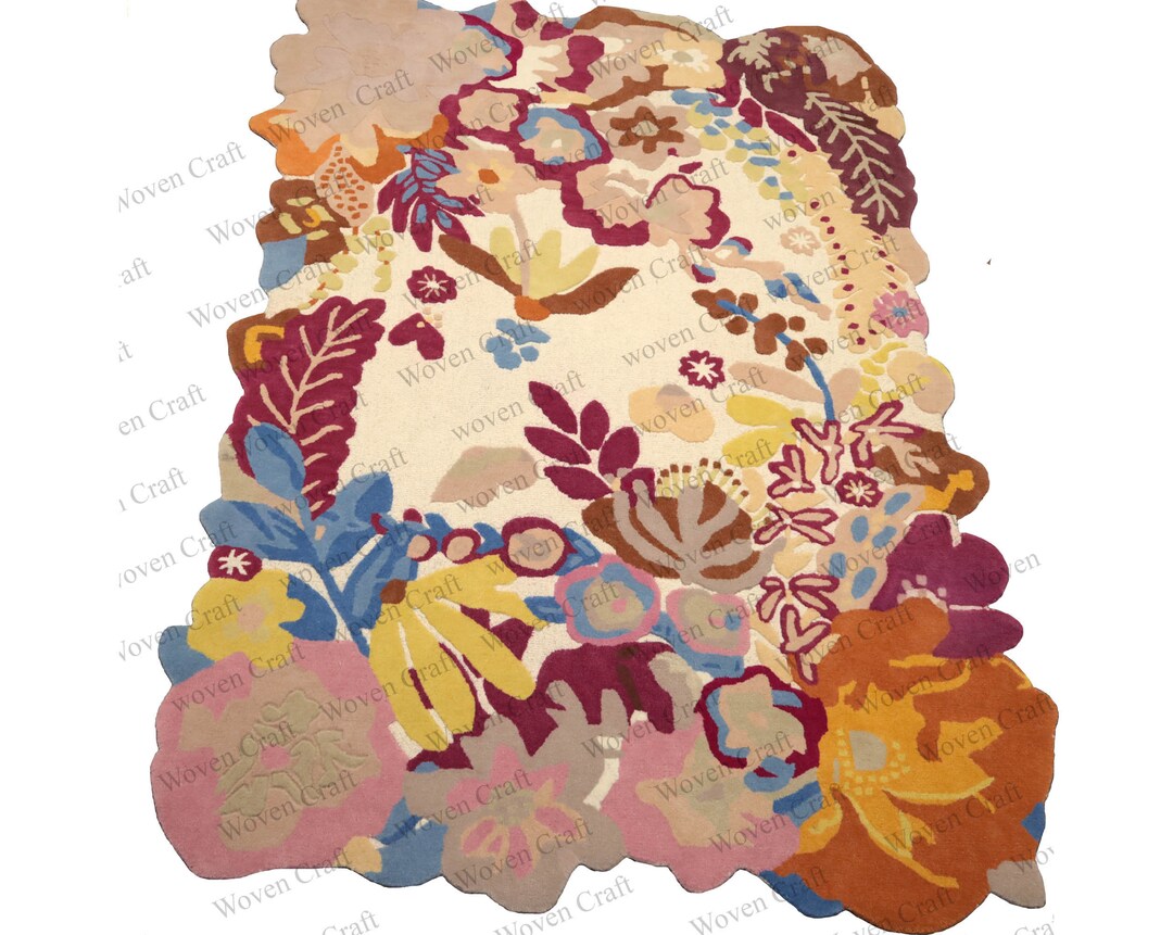 Jardin Aracelli - Ivory, Irregular Shape Hand-tufted Wool Handmade Area ...