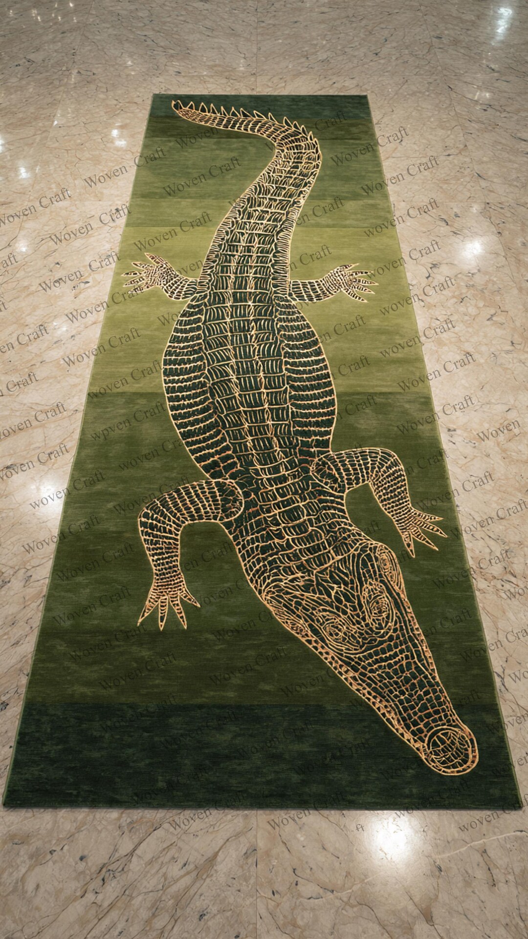 Hand-tufted Wool Alligator Rug: Forest Green Crocodile Design - Etsy