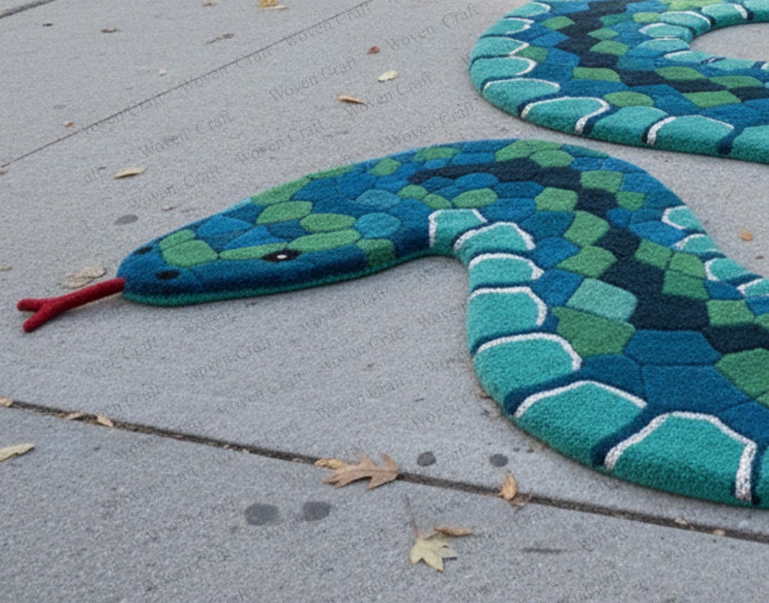 Hand-tufted Wool Snake Rug: Colorful Serpent Runner, Hallway Decor - Etsy