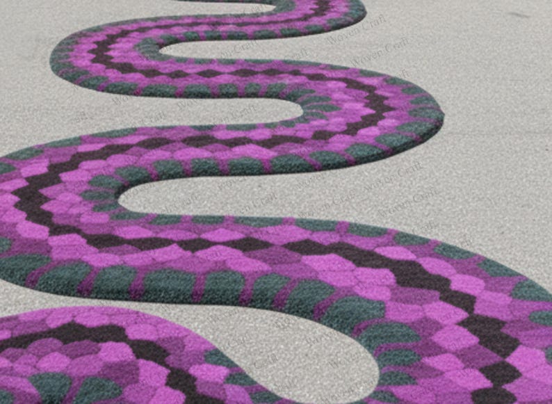 3x10fthand-tufted Snake Rug 3X12FT – Bold Serpent Runner for Hallways ...