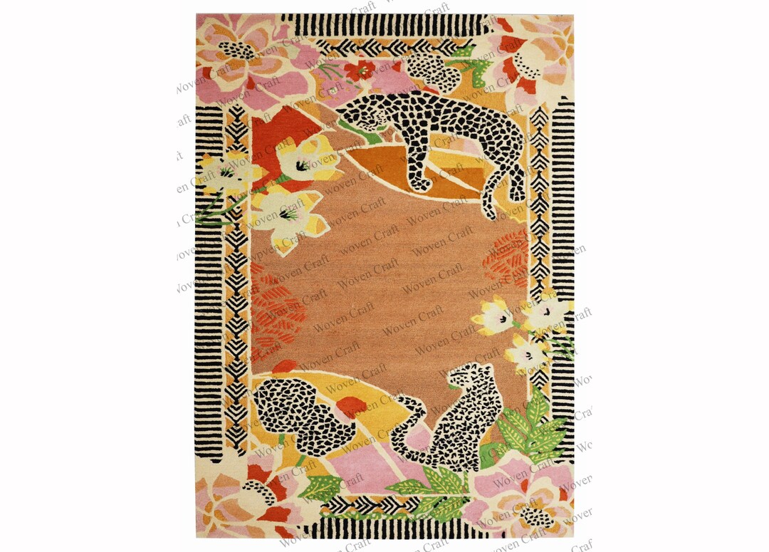 Leopard Wool Rug: Tufted Modern Runner, Unique Design - Etsy