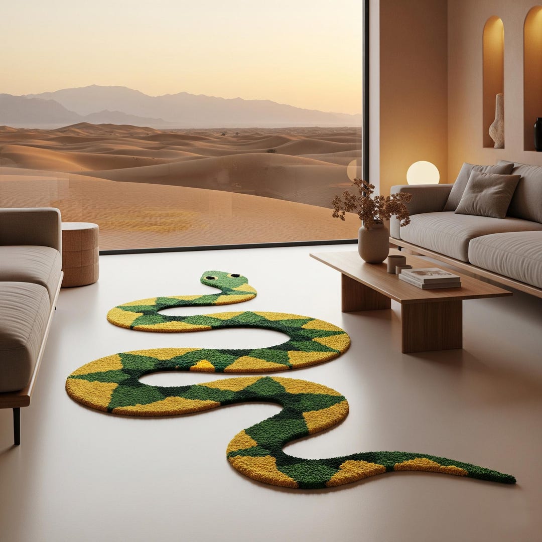 Handmade Wool Serpent Rug: Boho Snake Floor Decor - Etsy