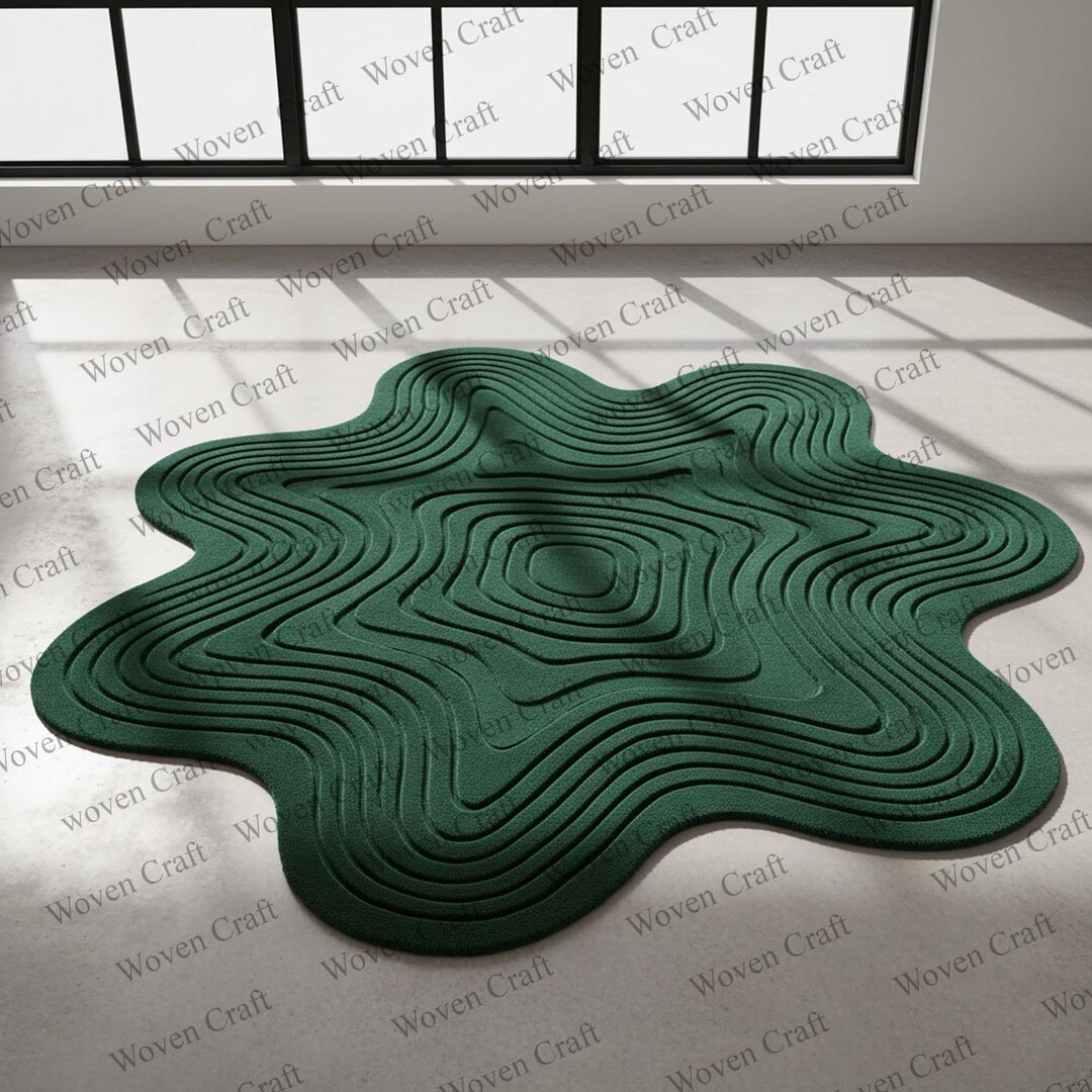 Hand-tufted Wool Rug, Green Amoeba Koi Fish Pond Design - Etsy