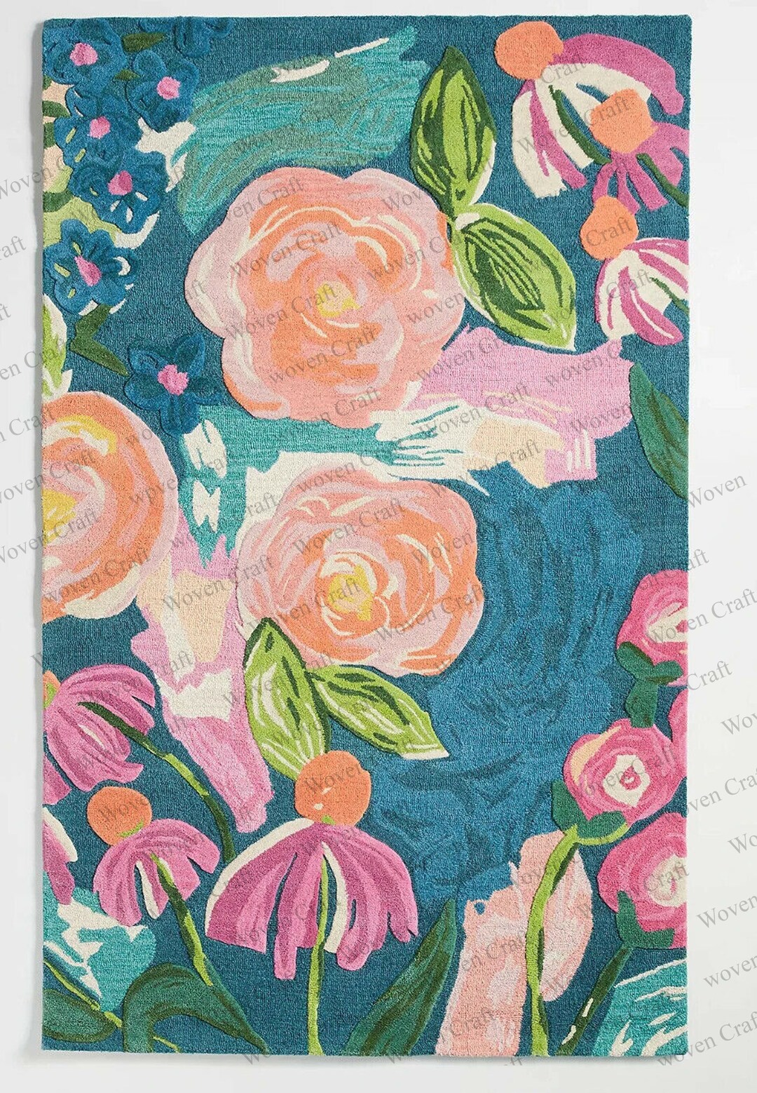 Hand Tufted Floral Design Cassia Rug Wool Rug Presented by Woven Craft ...