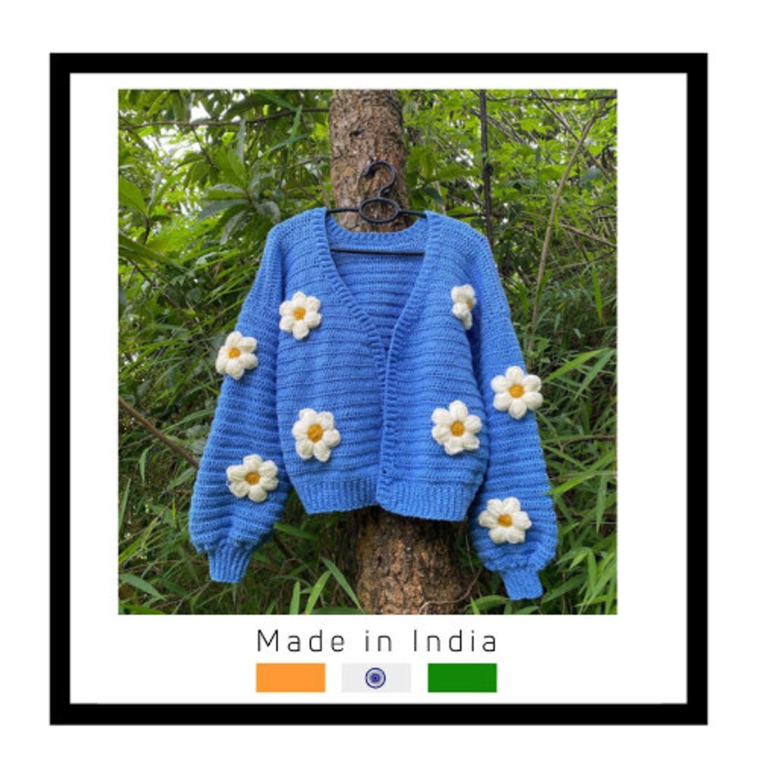 Handmade Indian Blue Daisy Jacket for Women - Etsy
