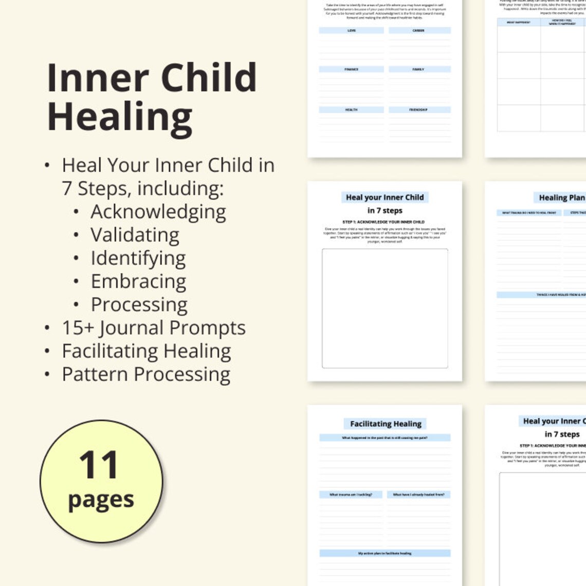 Trauma and Inner Child Journal | Printable Worksheets for Inner Child ...