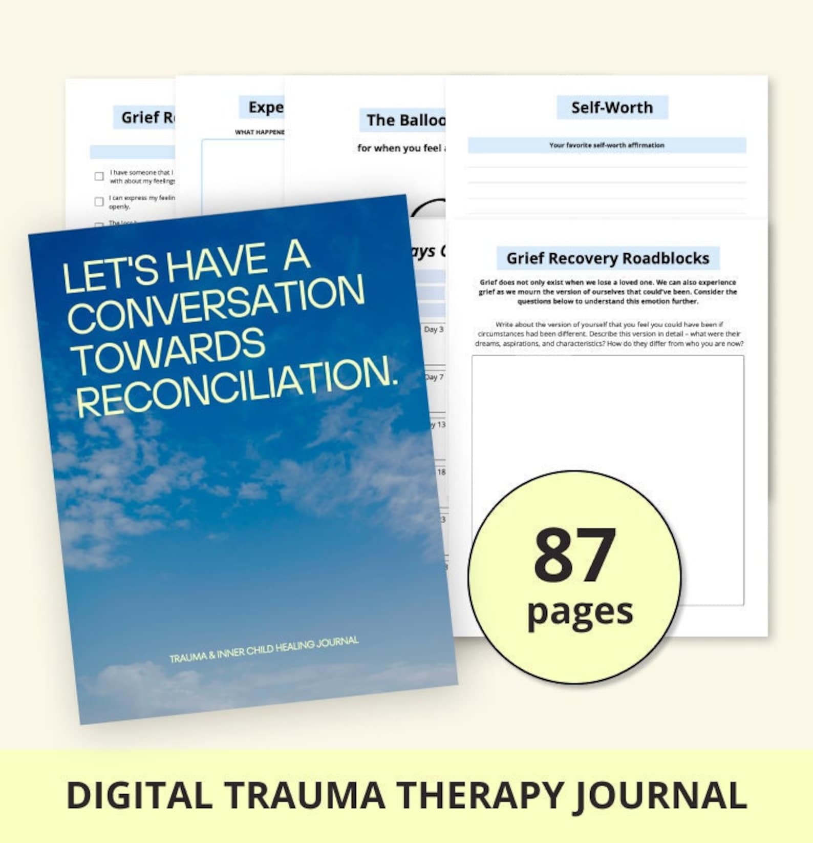 Trauma and Inner Child Journal Printable Worksheets for Inner Child and ...