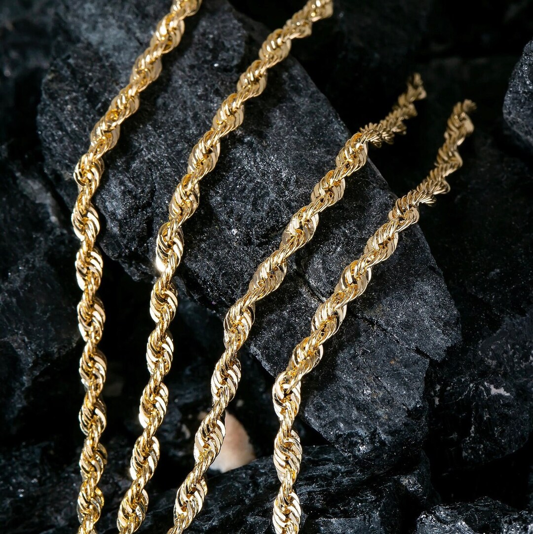 10K Gold Rope Chain • Gold Rope Chain Bracelet •2mm, 3mm, 4mm, 5mm, 6mm ...