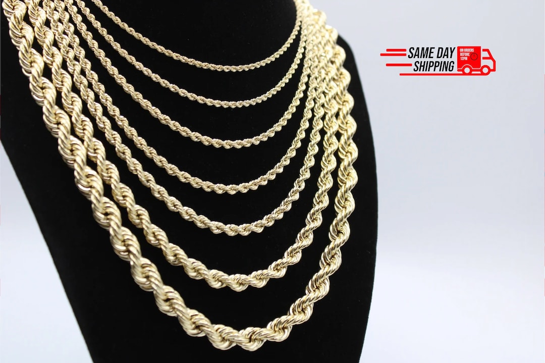 14k Solid Gold Rope Chain • Gold Rope Necklace • 2mm 2.3mm 2.5mm 3mm 3 ...