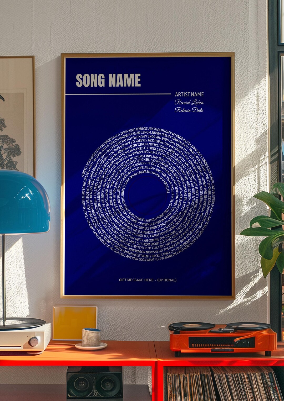 Custom Vinyl Lyrics Print Personalised Music Poster Customizable Music ...