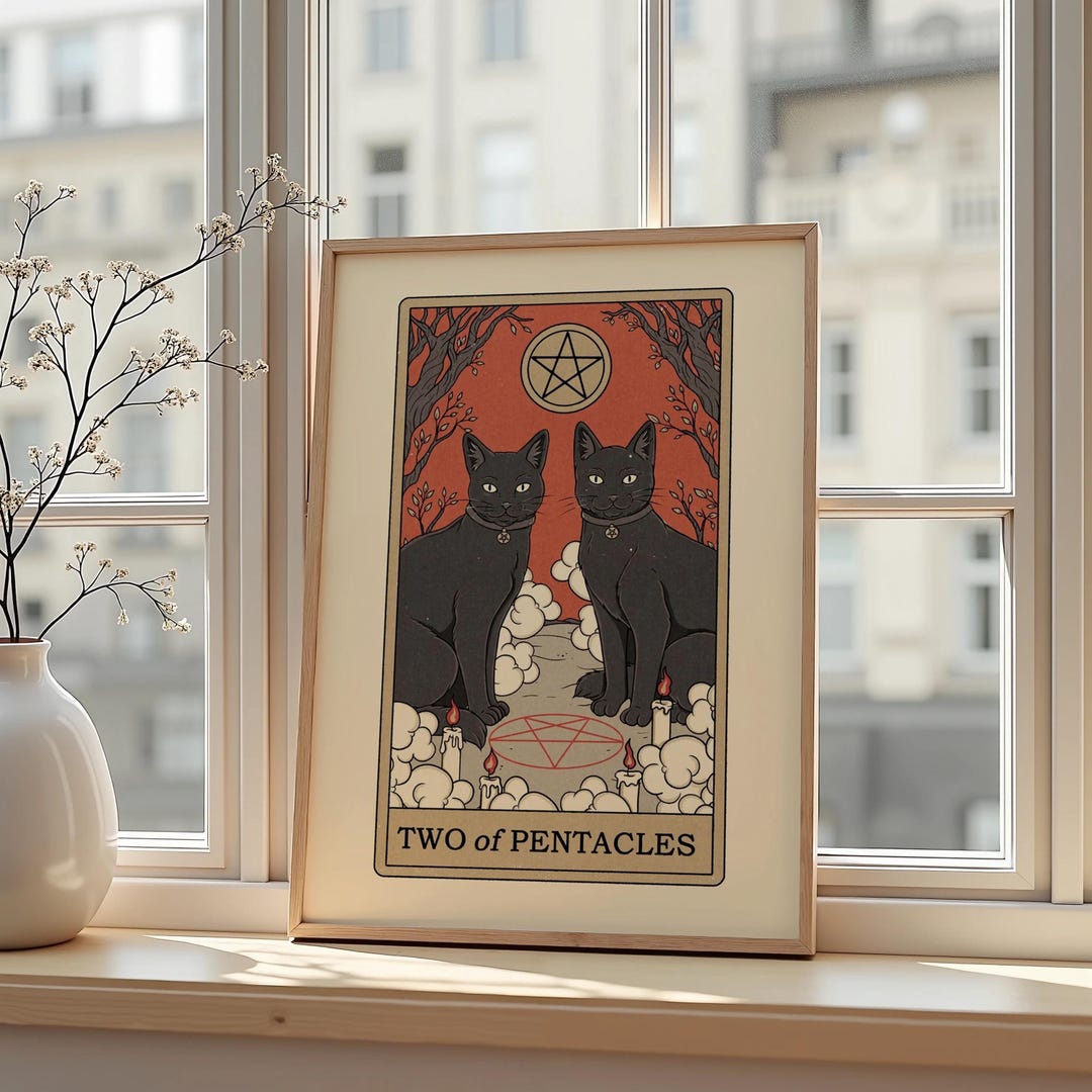Two of Pentacles Cat Tarot Poster - Etsy