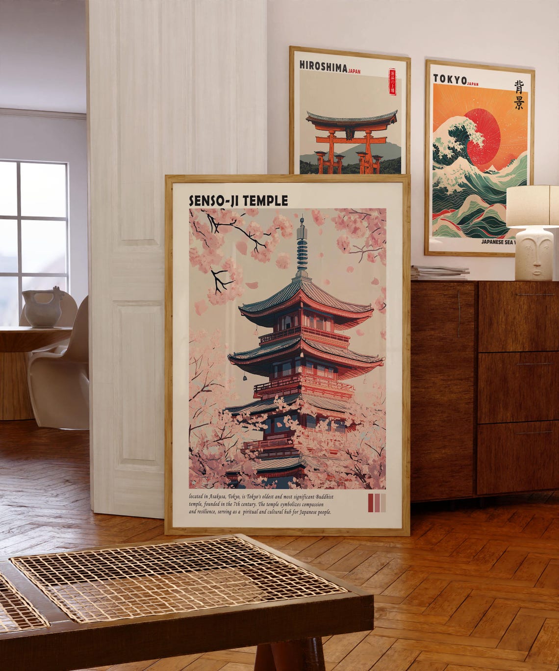 Sensoji Temple Tokyo Poster Japanese Pagoda Cherry Blossom Wall Art - Etsy