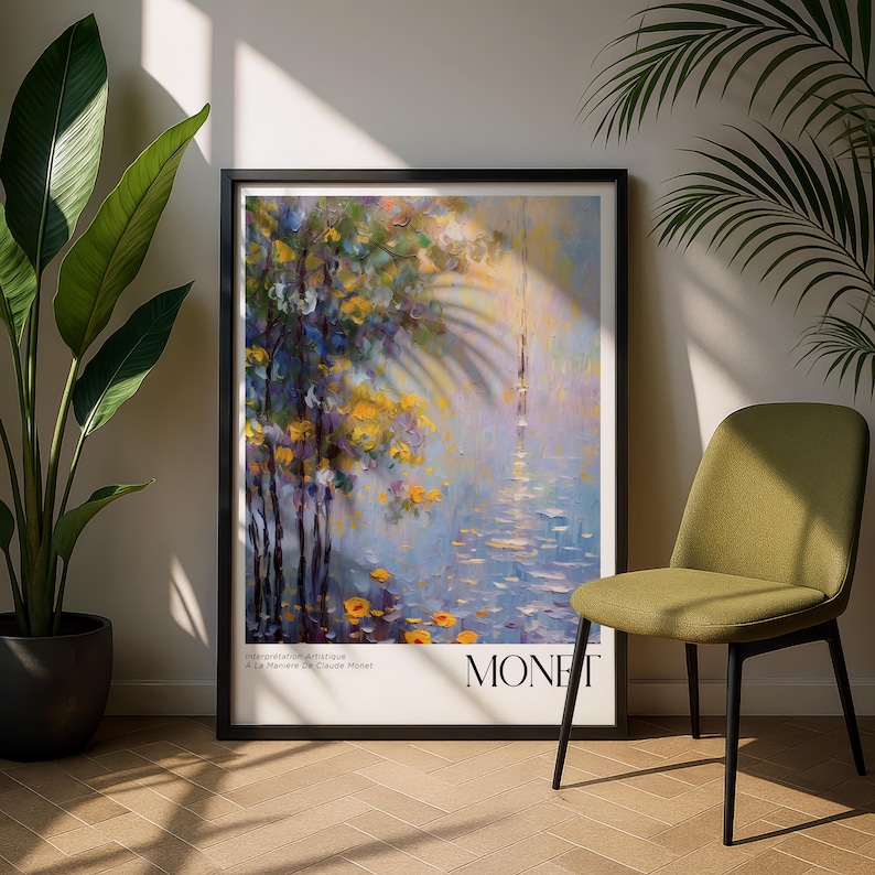 Claude Monet Yellow Flower Art Print, Impressionist Lake Landscape Wall ...