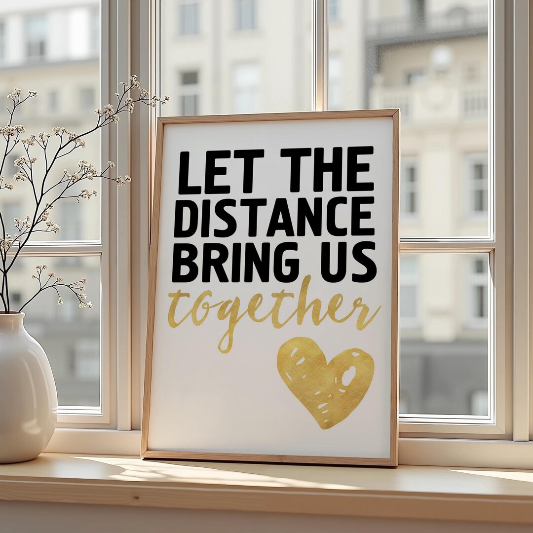 Long Distance Relationship Poster: Romantic Typography Print With Gold ...