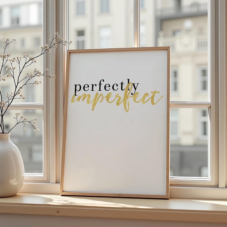 Perfectly Imperfect Poster: Gold Typography, Self-love Wall Art - Etsy