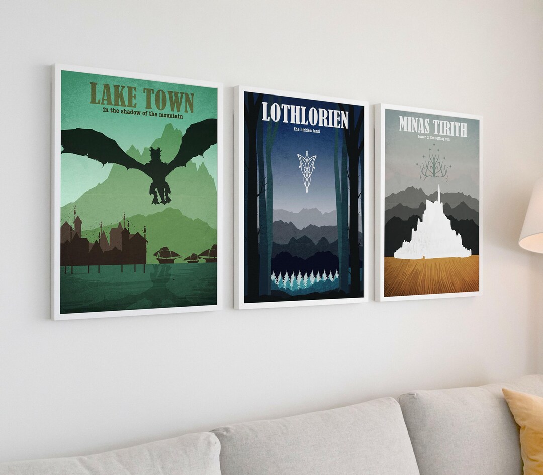 Lord of the Rings Poster Lord of the Rings Travel Poster Set Lake Town ...