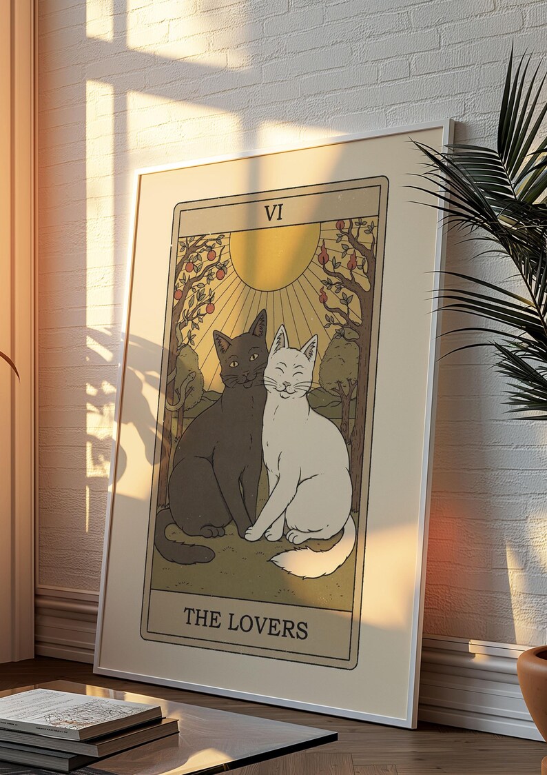 The Lovers Cat Tarot Poster – Romantic Tarot Wall Art - Etsy