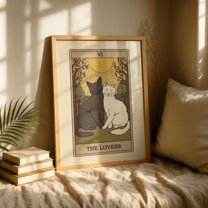 The Lovers Cat Tarot Poster – Romantic Tarot Wall Art - Etsy