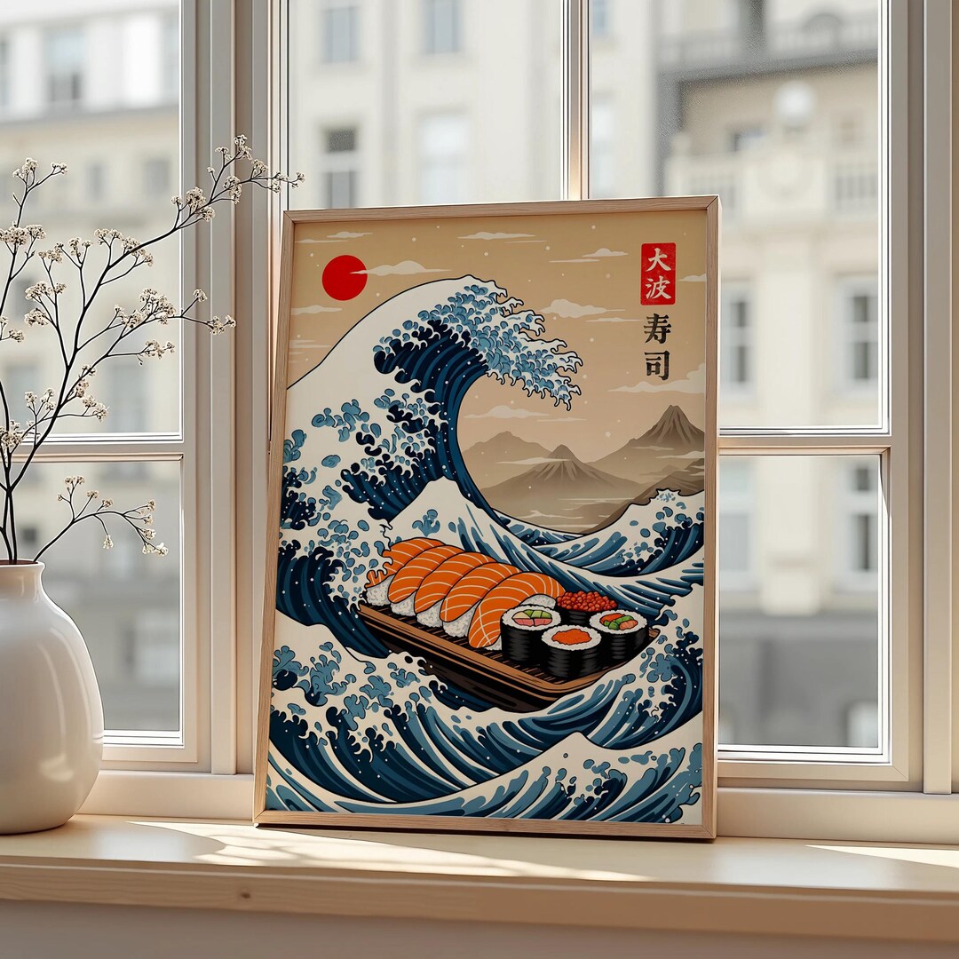 Sushi Wave Ukiyo-e Art Print – Japanese Kitchen Decor - Etsy