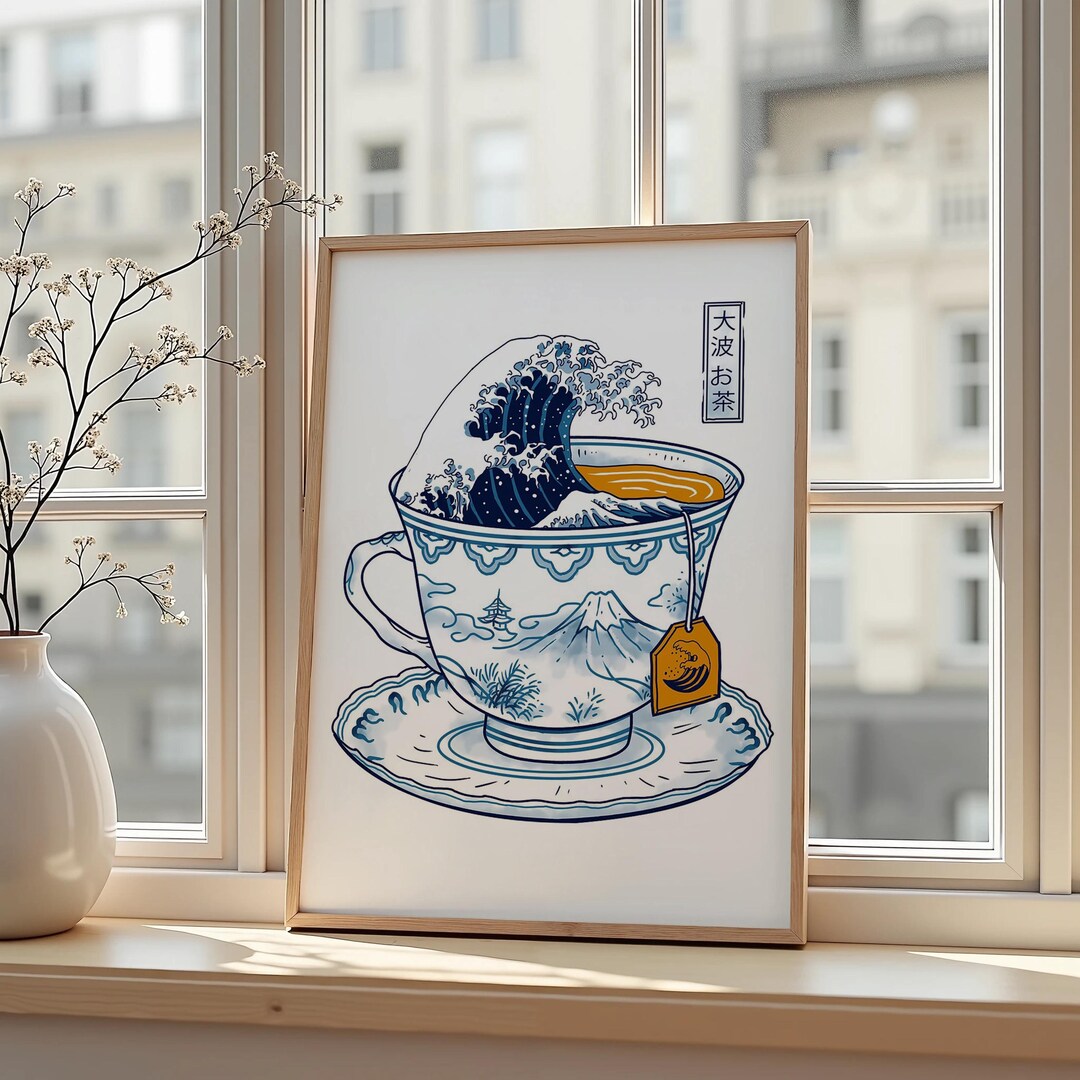 Great Wave Tea Cup Art Print – Japanese Porcelain, Zen Decor - Etsy