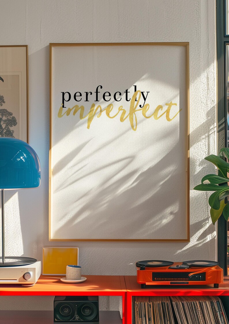 Perfectly Imperfect Poster: Gold Typography, Self-love Wall Art - Etsy