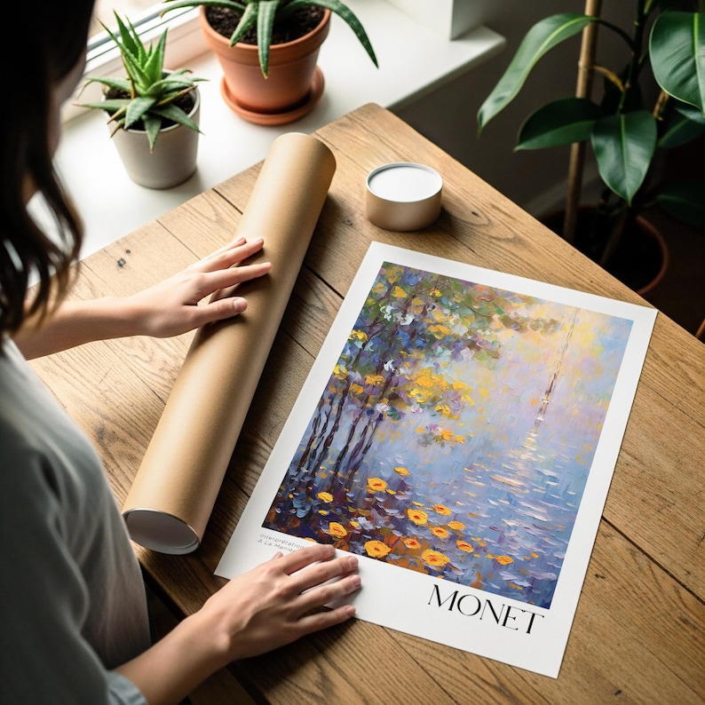 Claude Monet Yellow Flower Art Print, Impressionist Lake Landscape Wall ...