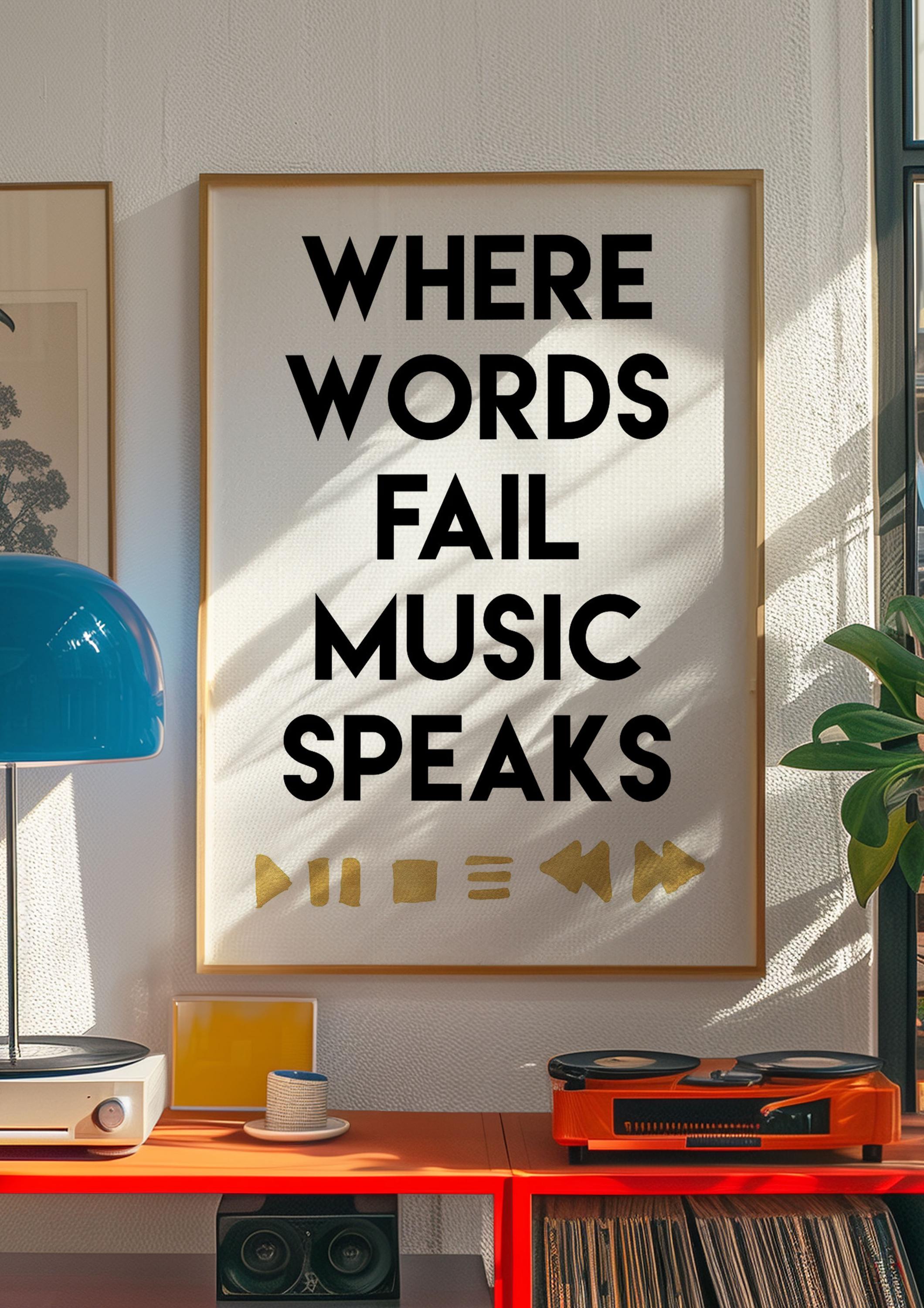 Music Quote Poster – Where Words Fail, Music Speaks, Studio Decor - Etsy