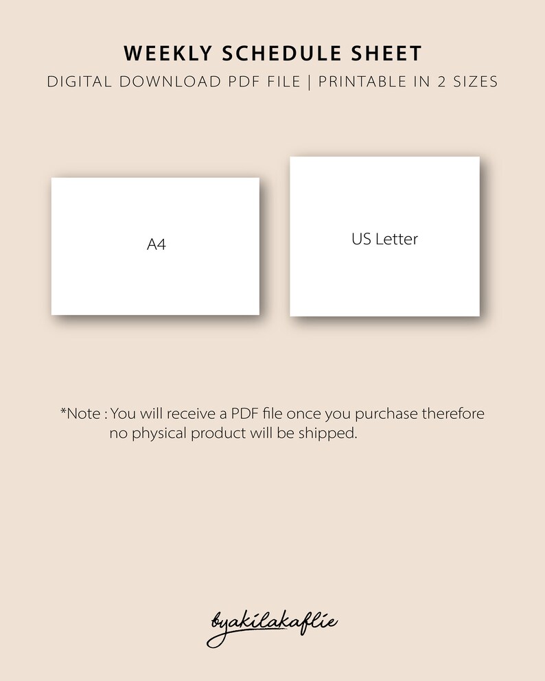 Minimalist Weekly Schedule Sheet | Printable Size A4, US Letter - Etsy