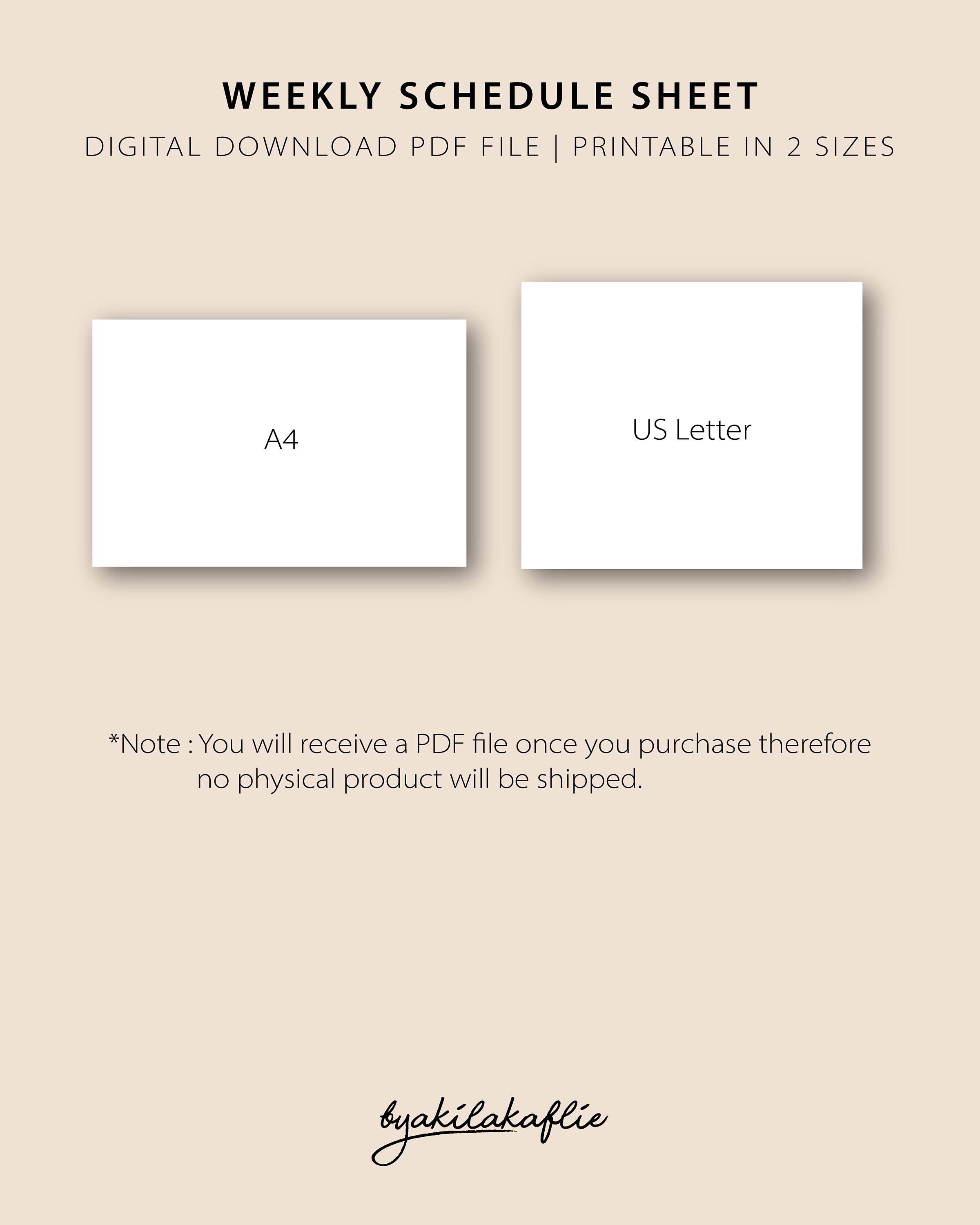 Minimalist Weekly Schedule Sheet | Printable Size A4, US Letter - Etsy