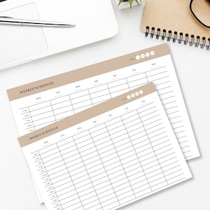 Minimalist Weekly Schedule Sheet | Printable Size A4, US Letter - Etsy