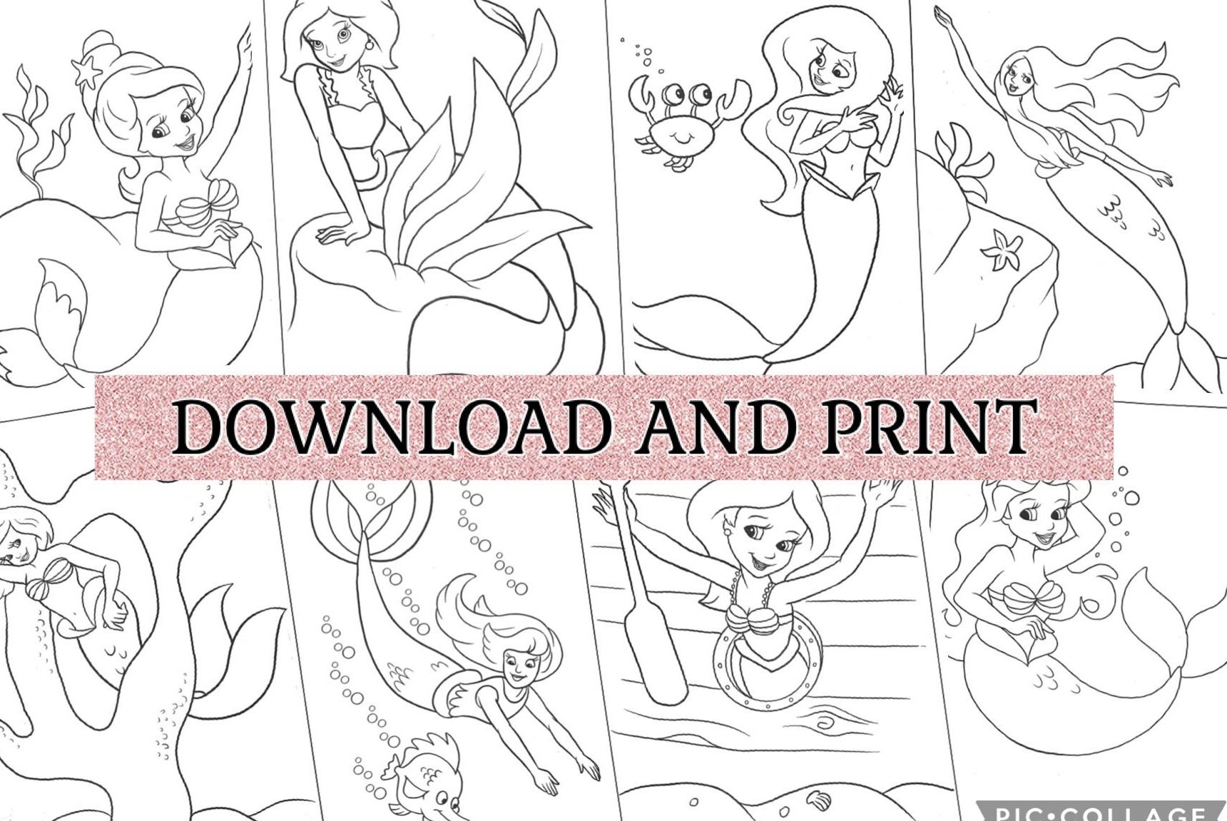 Mermaid Coloring Pages Instant Download Printable Mermaid Kids Coloring ...
