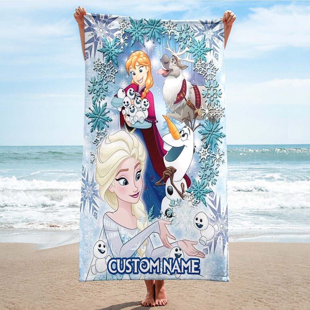 Personalize Frozen Princess Beach Towels, Elsa Anna Olaf Beach Towels ...
