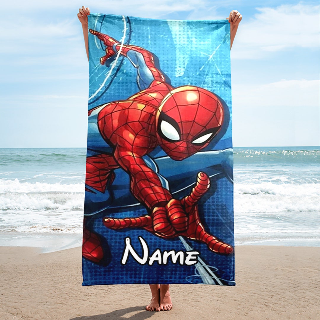 Custom Super Hero Beach Towels, Red Spider Beach Towel, Cartoon Towel ...