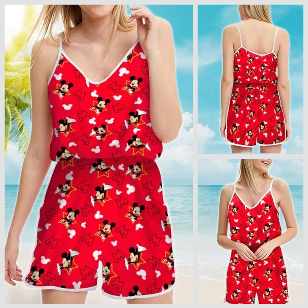 Mickey Mouse Women Rompers, Legendary Cartoon Character Summer Jumpsuit ...