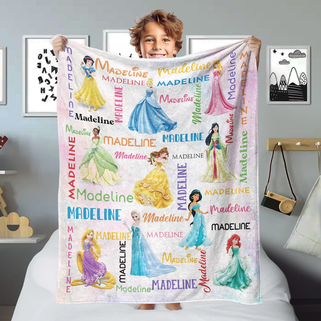 Personalized Watercolor Princess Blanket, Custom Name Baby Girl Fleece ...