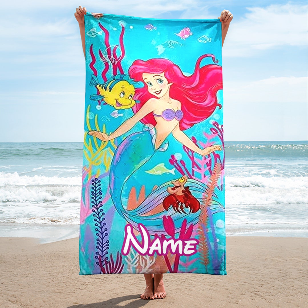 Custom the Little Mermaid Beach Towels, Ariel Princess Mermaid Beach ...