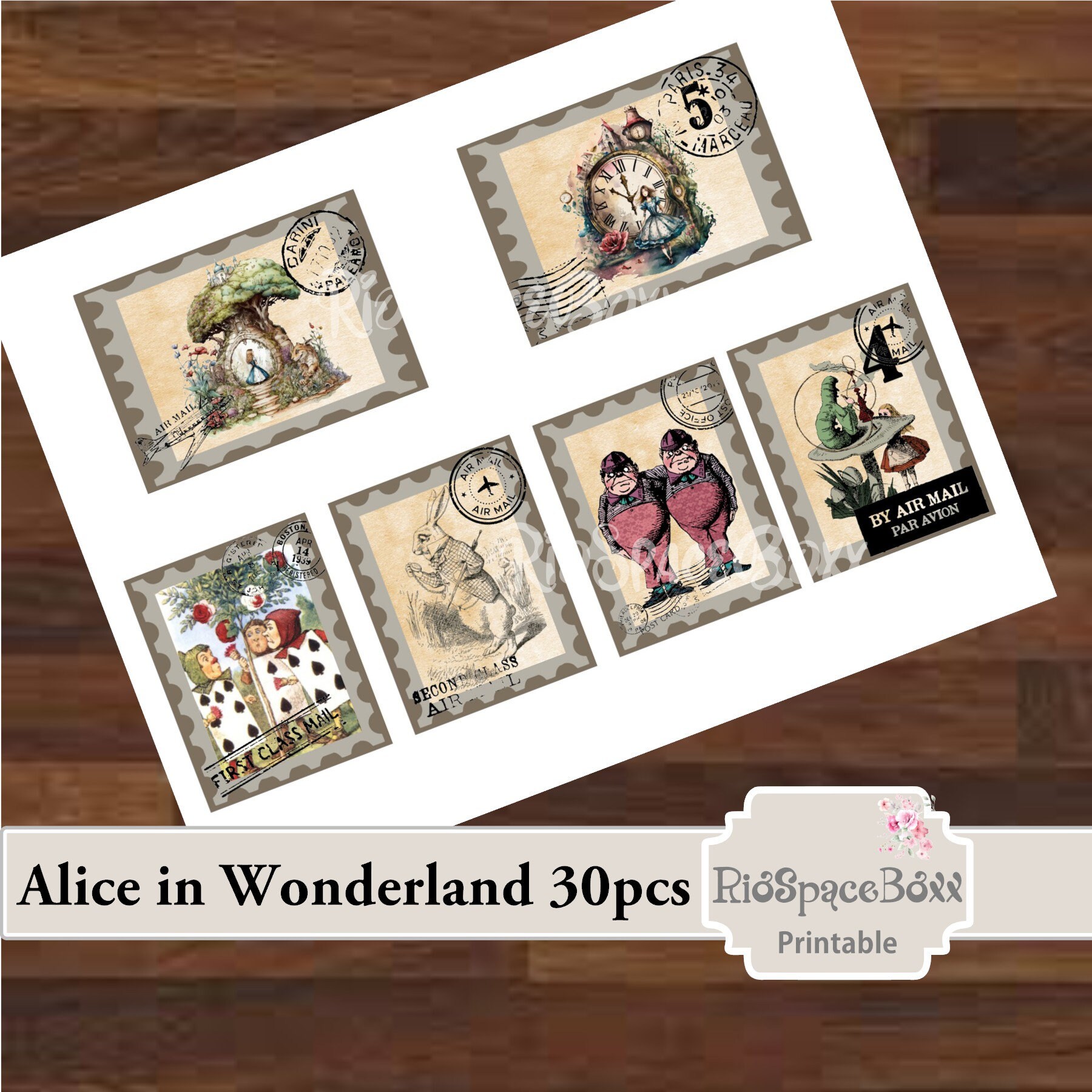 Alice in Wonderland Stamps, Fussy Cuts, Ephemera, Alice in Wonderland ...