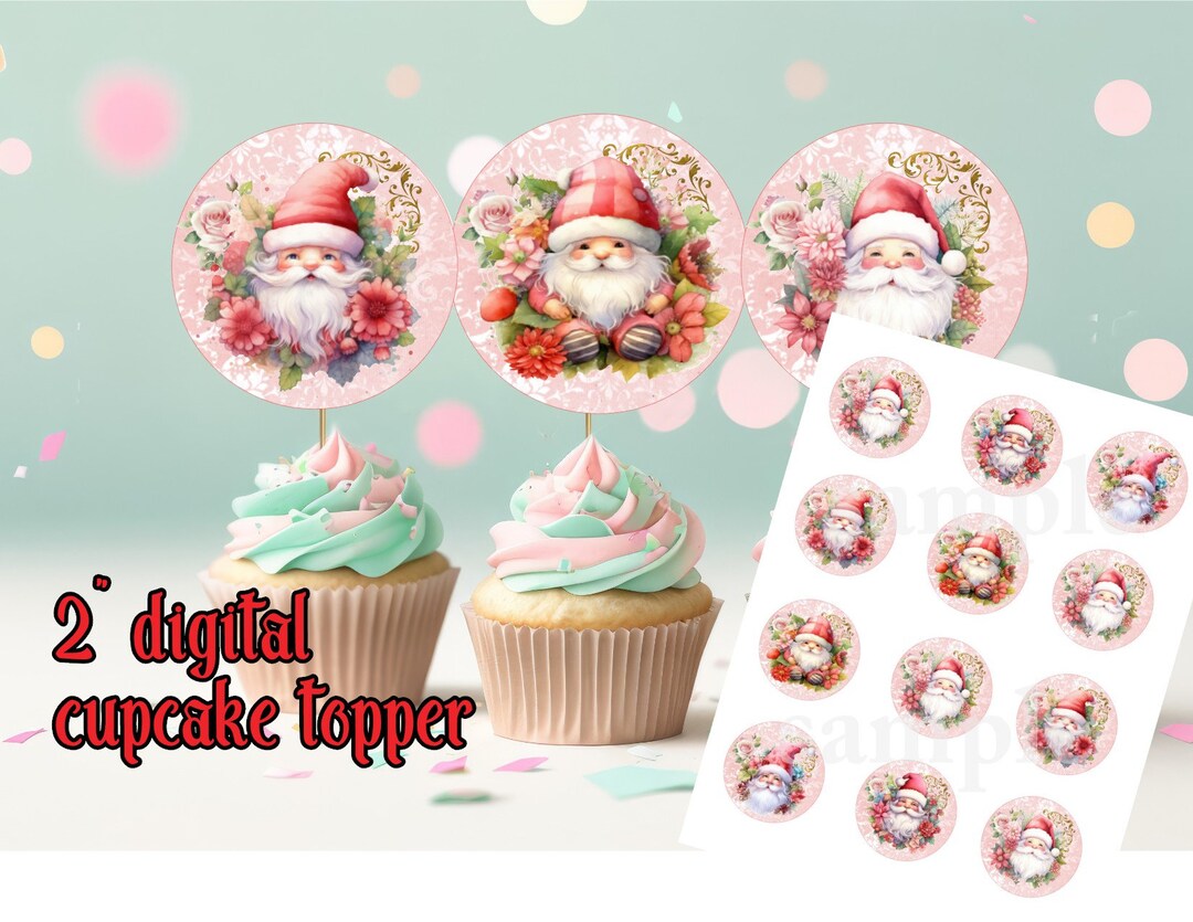 Santa Claus Cupcake Topper, Santa, Santa Claus, Christmas Cupcake ...