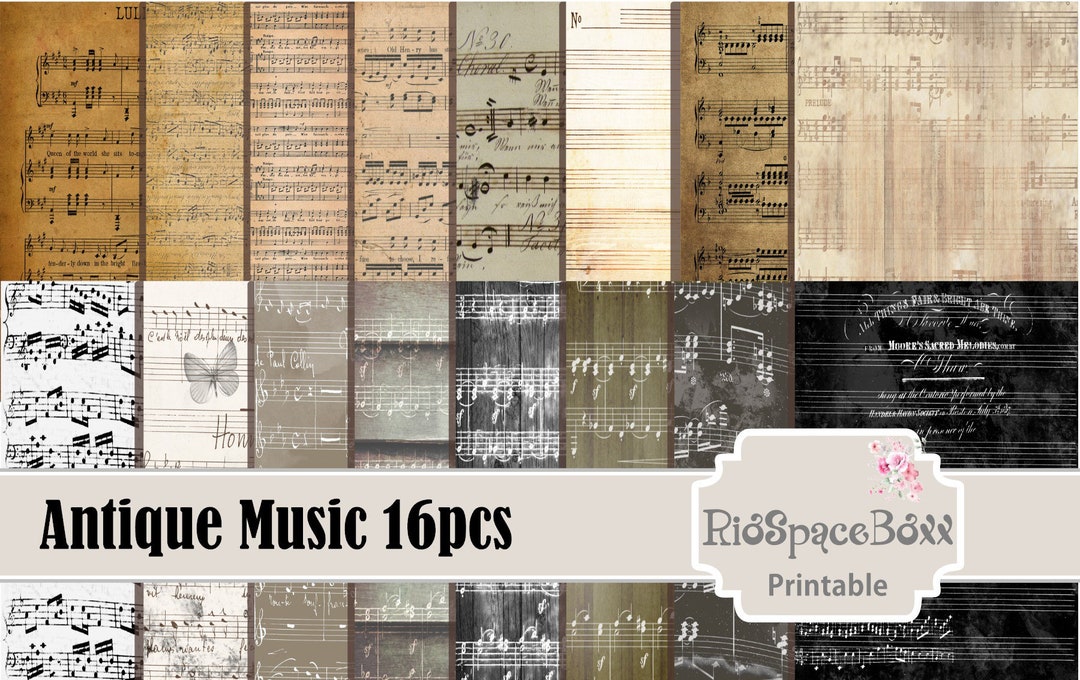 Vintage Music Sheet Digital Paper, Antique Printable Backgrounds ...