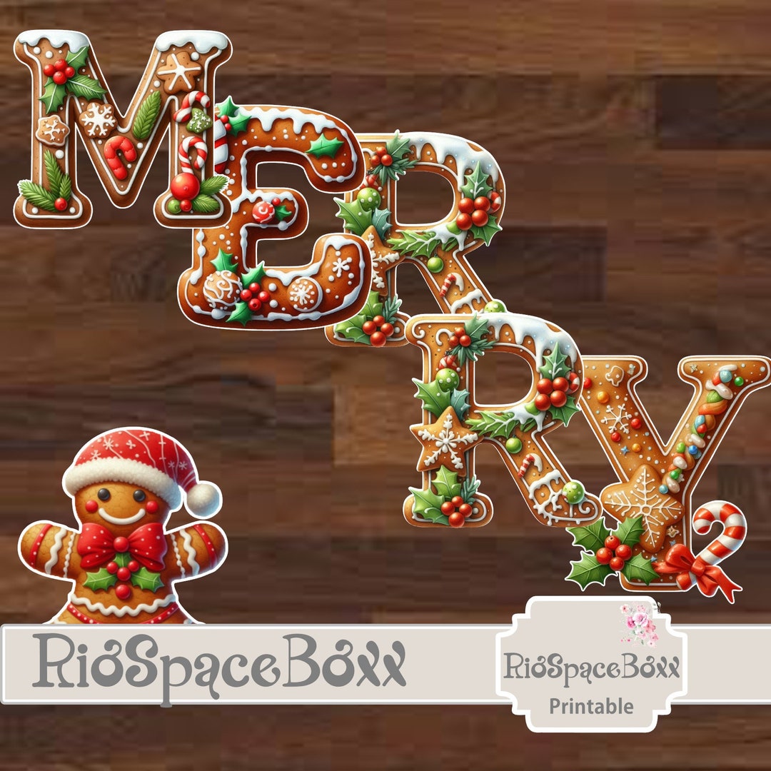 Christmas Alphabet Clipart, Watercolor Gingerbread Alphabet Png, Winter ...