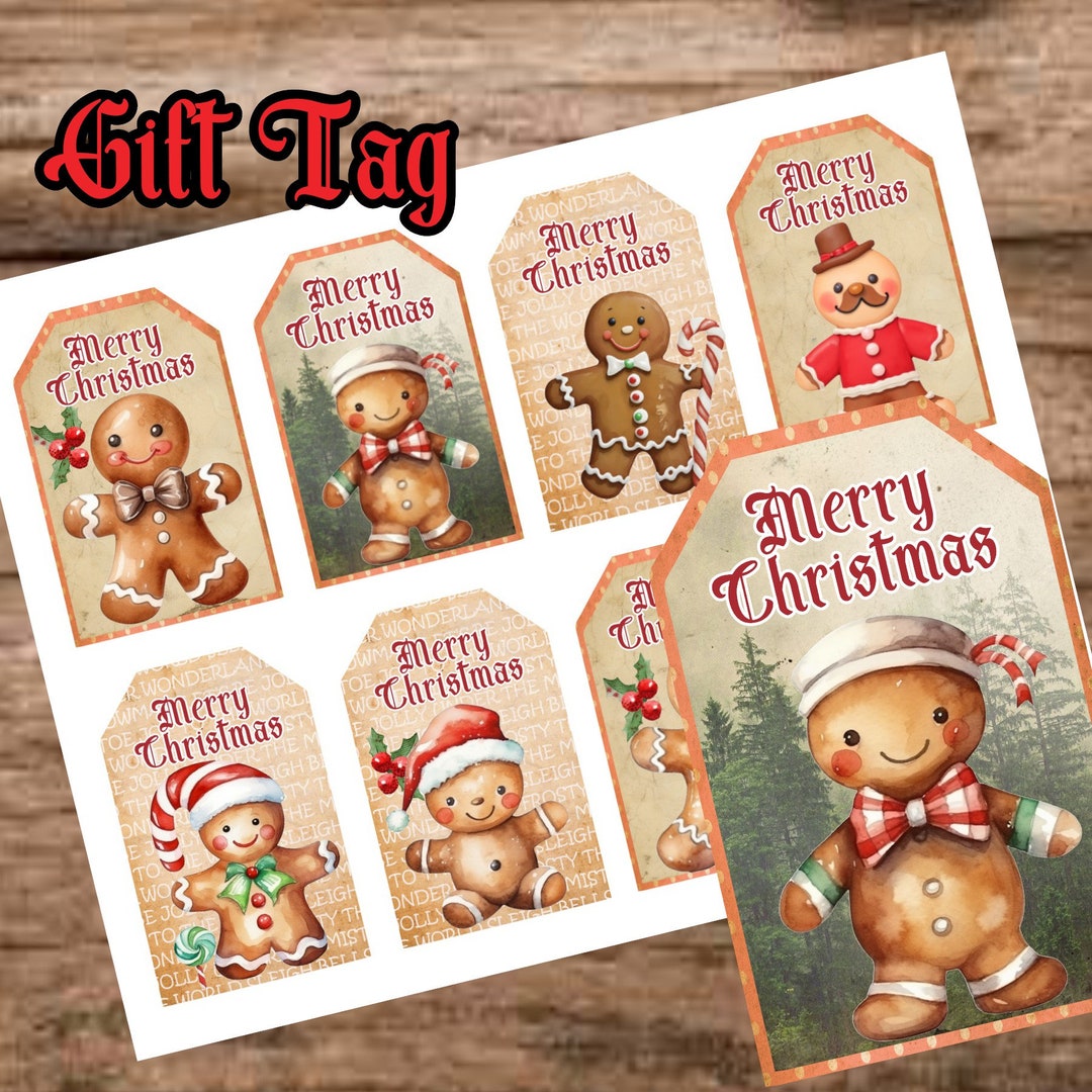 Christmas Gingerbread Man Tag, Christmas Ephemera Journal, Shabby Chic ...
