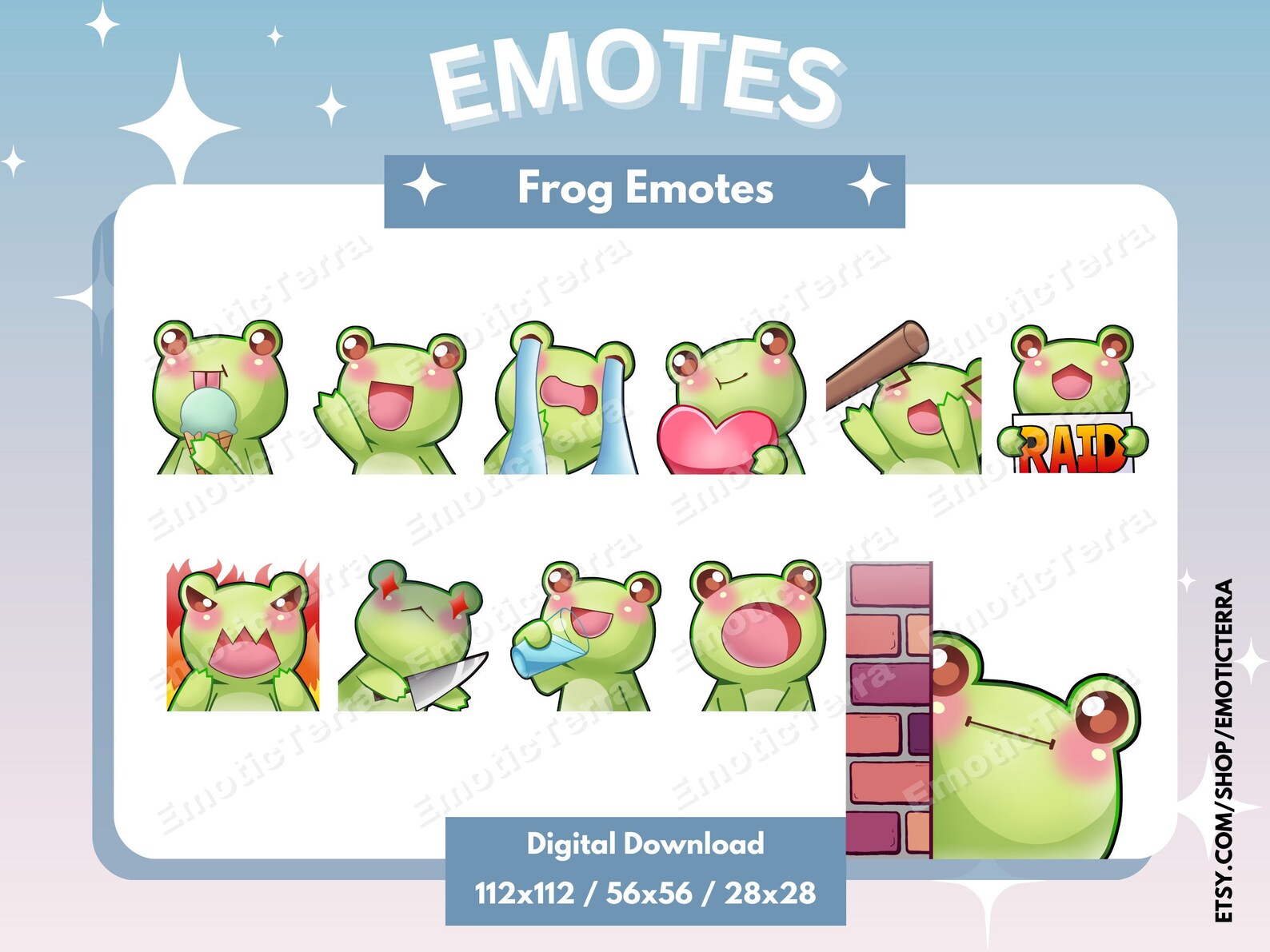 Cute Frog Emote for Twitch Youtube Discord. Cute Chibi Emote - Etsy