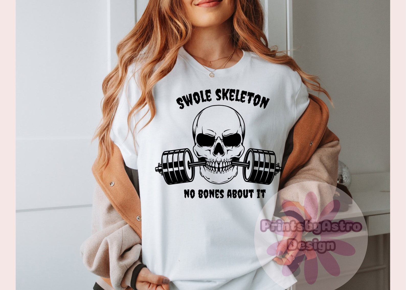 Funny Skeleton Png, Swole Skeleton No Bones About It Png, Retro ...