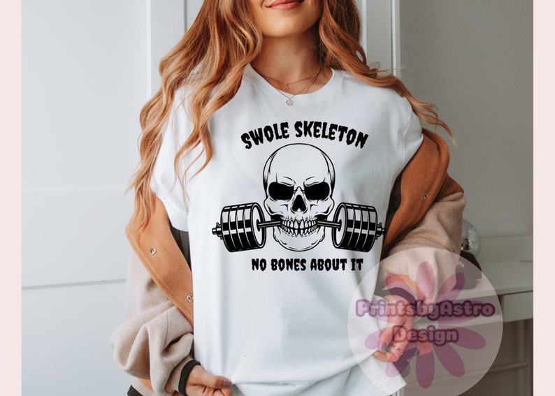 Funny Skeleton Png, Swole Skeleton No Bones About It Png, Retro ...