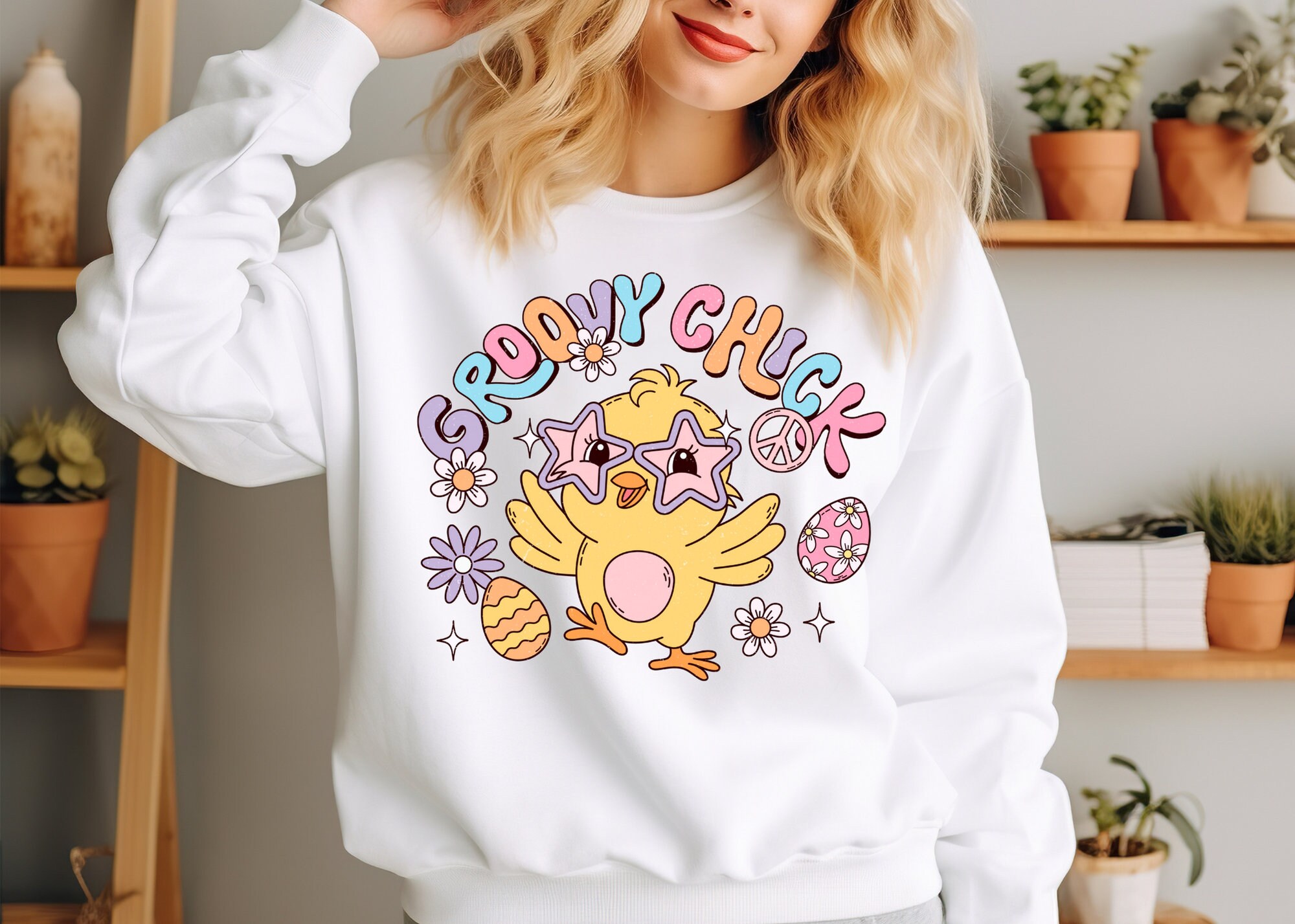 Groovy Chick Png, Hippie Easter Png, Spring Png, Retro Easter Png ...