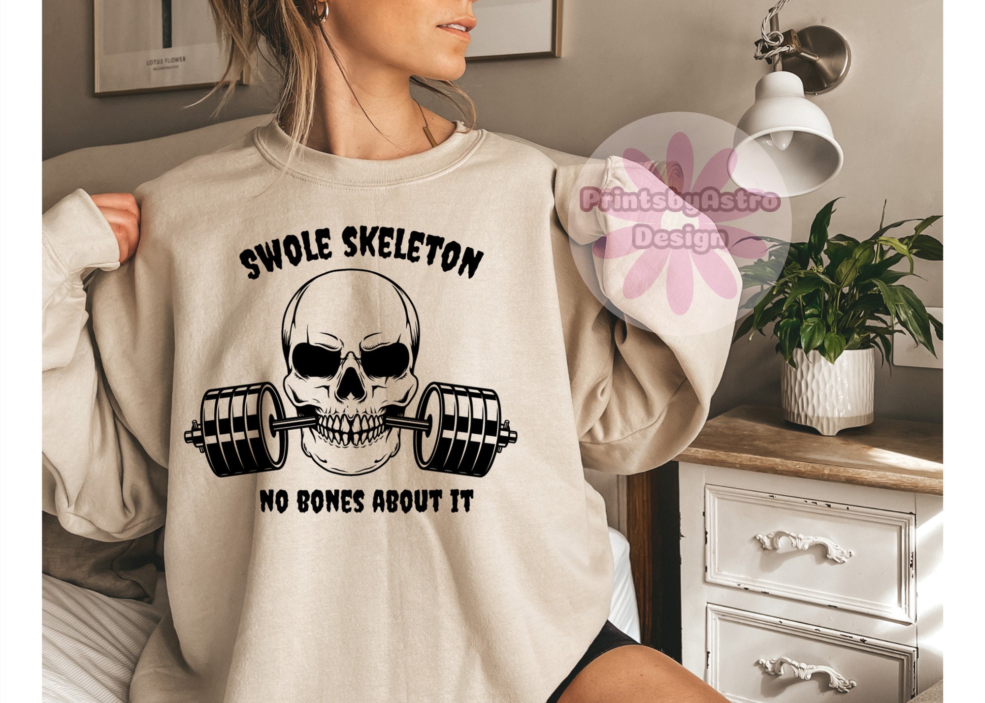 Funny Skeleton Png, Swole Skeleton No Bones About It Png, Retro ...