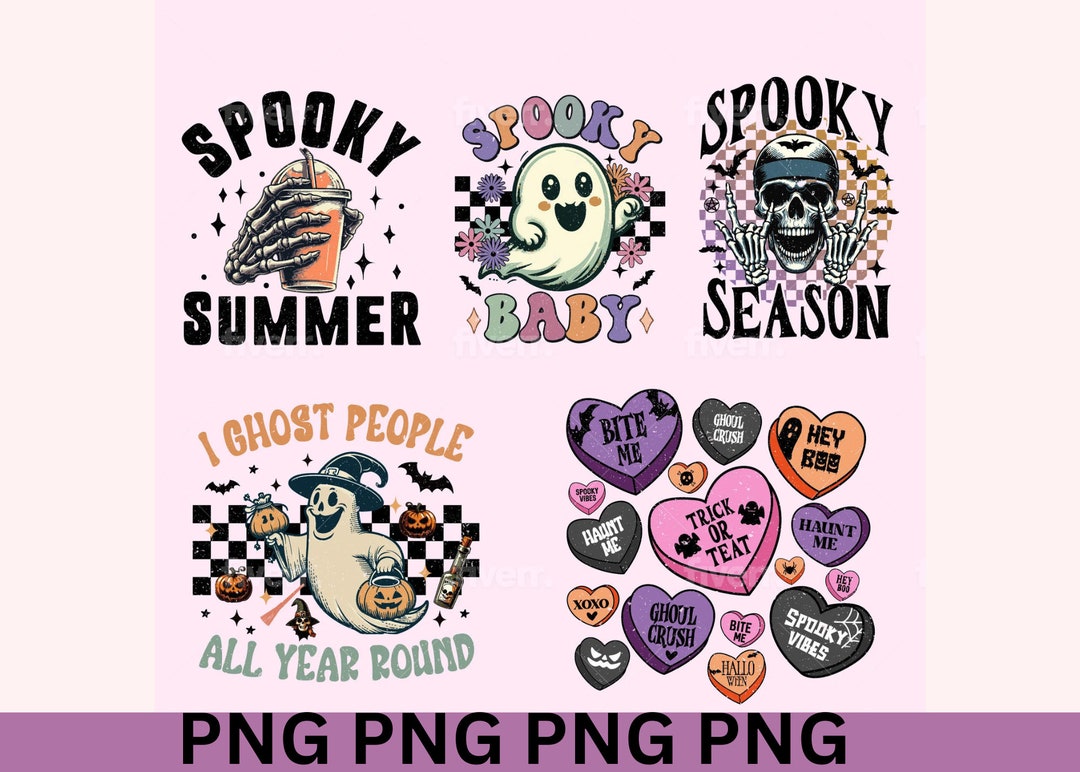 Halloween Bundle Png, Spooky Season Png, Retro Halloween Bundle Png ...