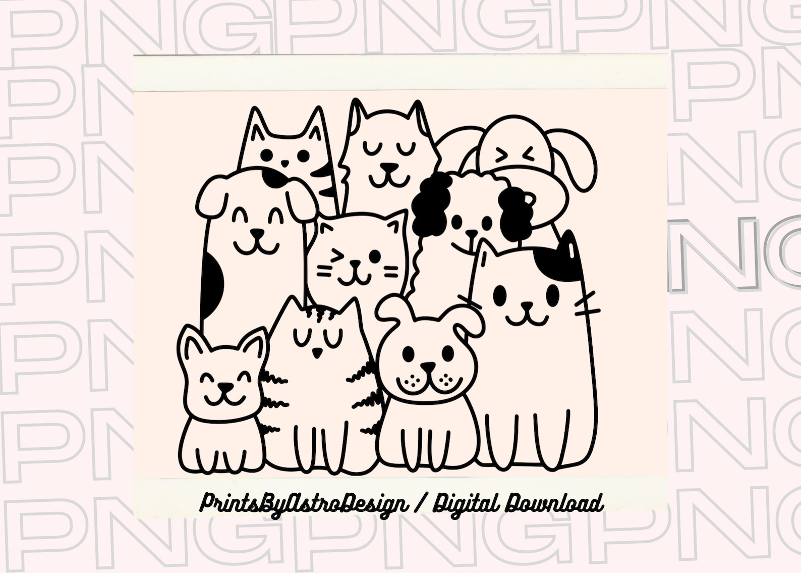 Dogs & Cats SVG, Doodle Outline Clipart, Hand Drawn Dogs, Line Art ...